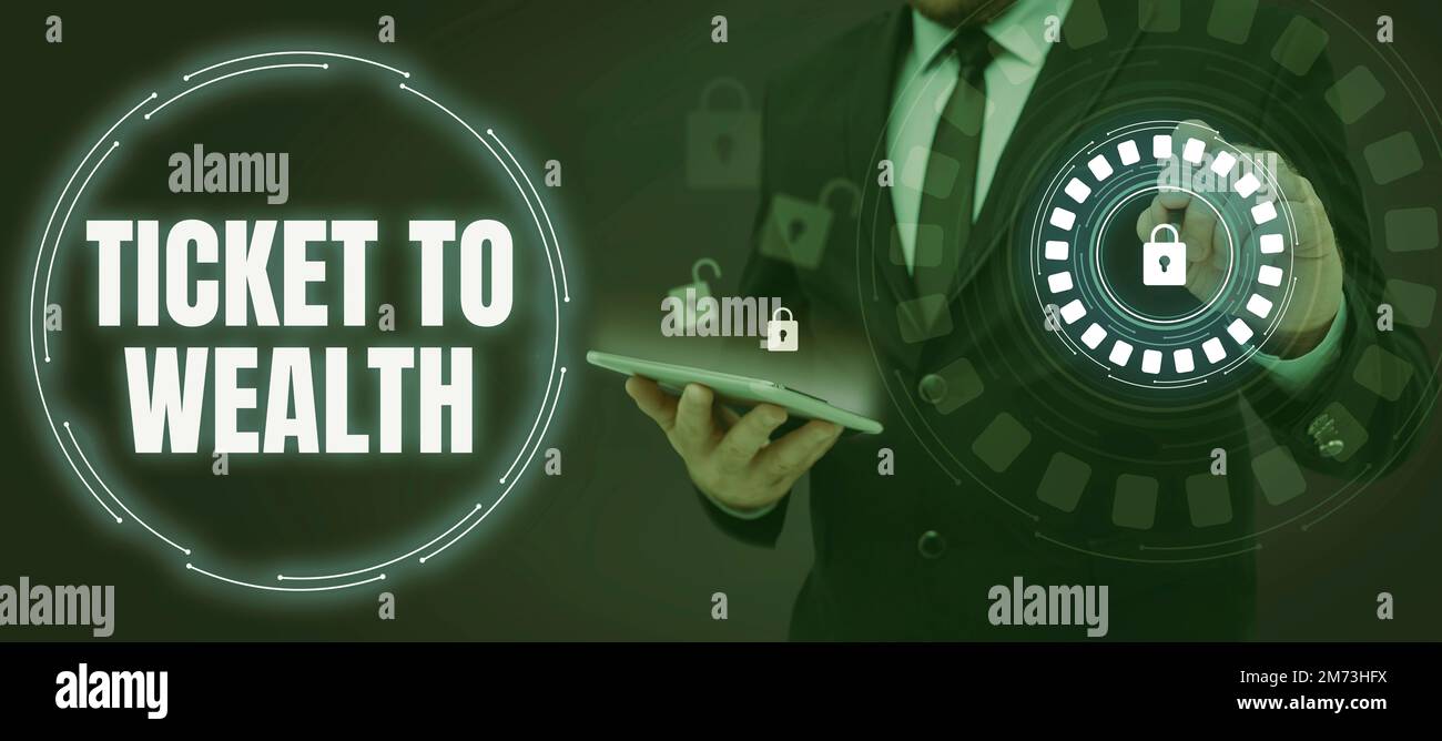 Conceptual display Ticket to Wealth. Business idea Wheel of fortune ...