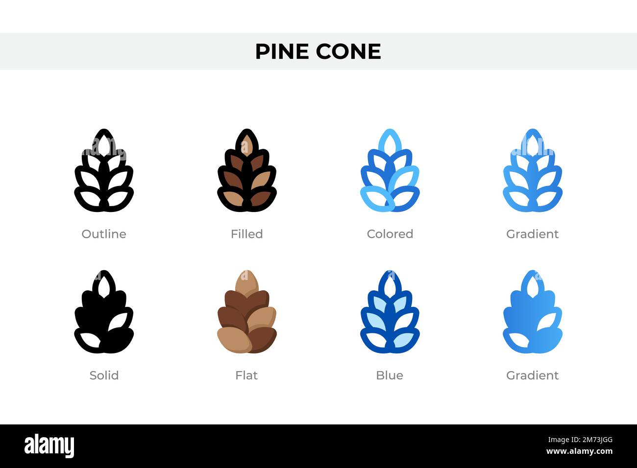 Pine cone icons in different style. Pine cone icons set. Holiday symbol ...