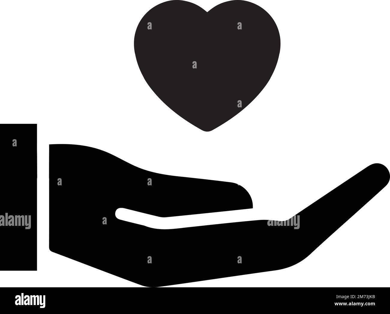 A vector illustration of a hand with a black heart isolated on a white ...
