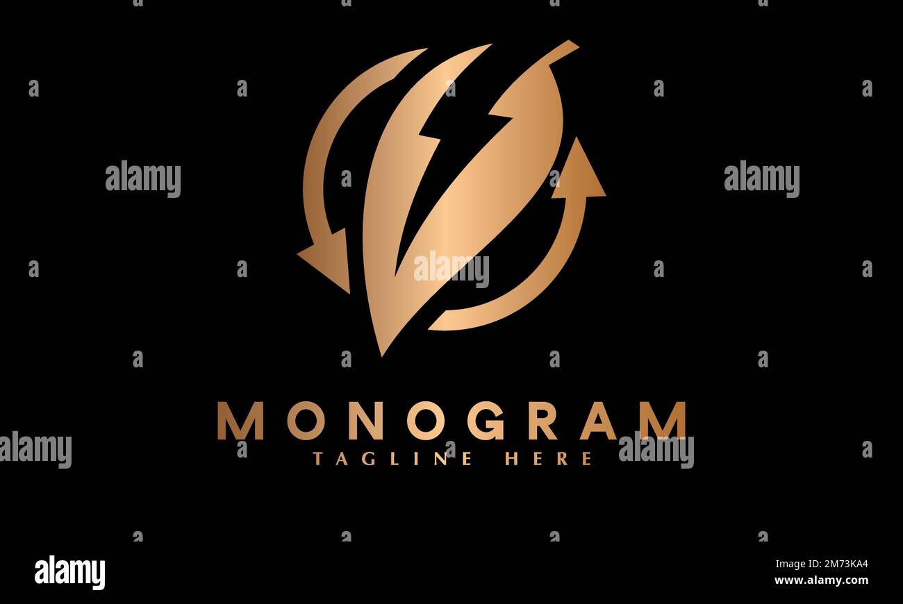 Leaf or natural electricity production logo vector monogram template ...