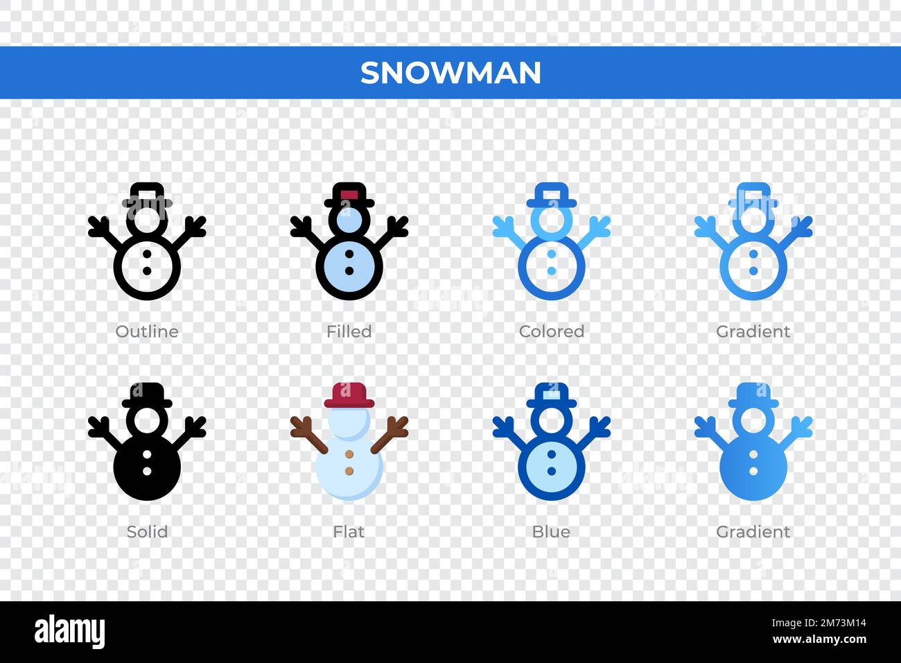 Snowman icons in different style. Snowman icons set. Holiday symbol ...