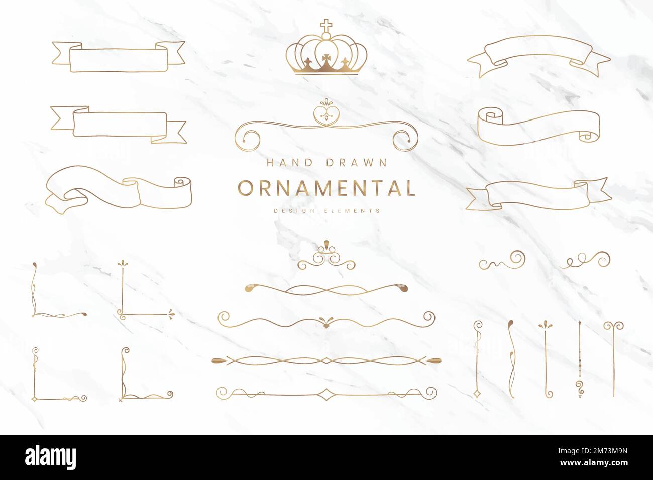 Hand drawn ornamental design elements vector collection Stock Vector ...