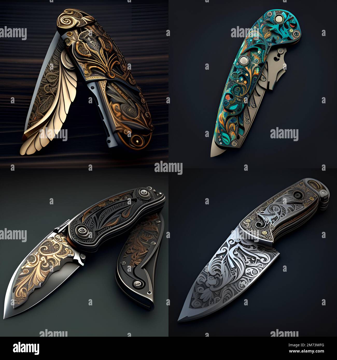 Folding knives beautiful rare extreme design cutting engraving edge ...