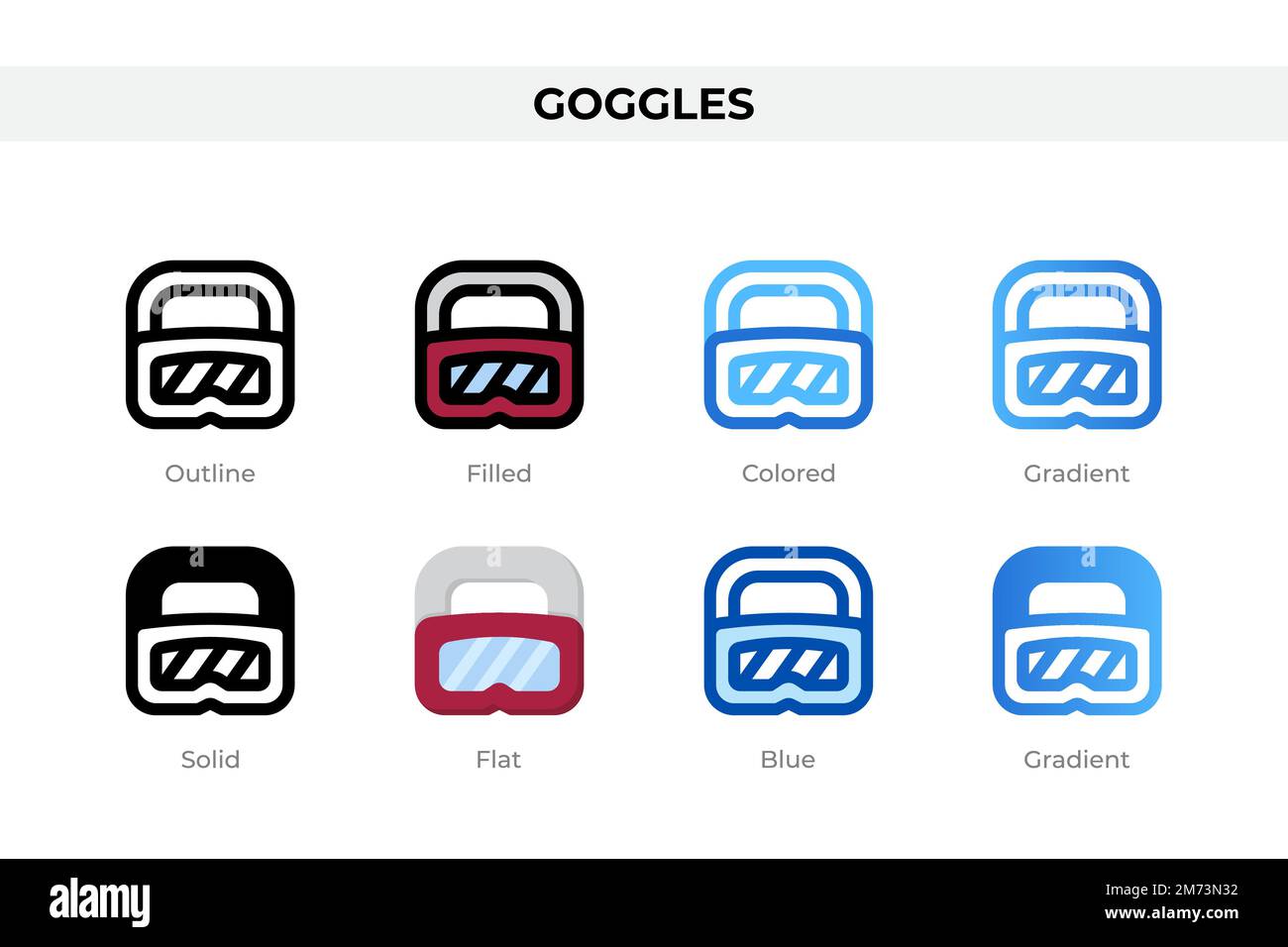 Goggles icons in different style. Goggles icons set. Holiday symbol ...