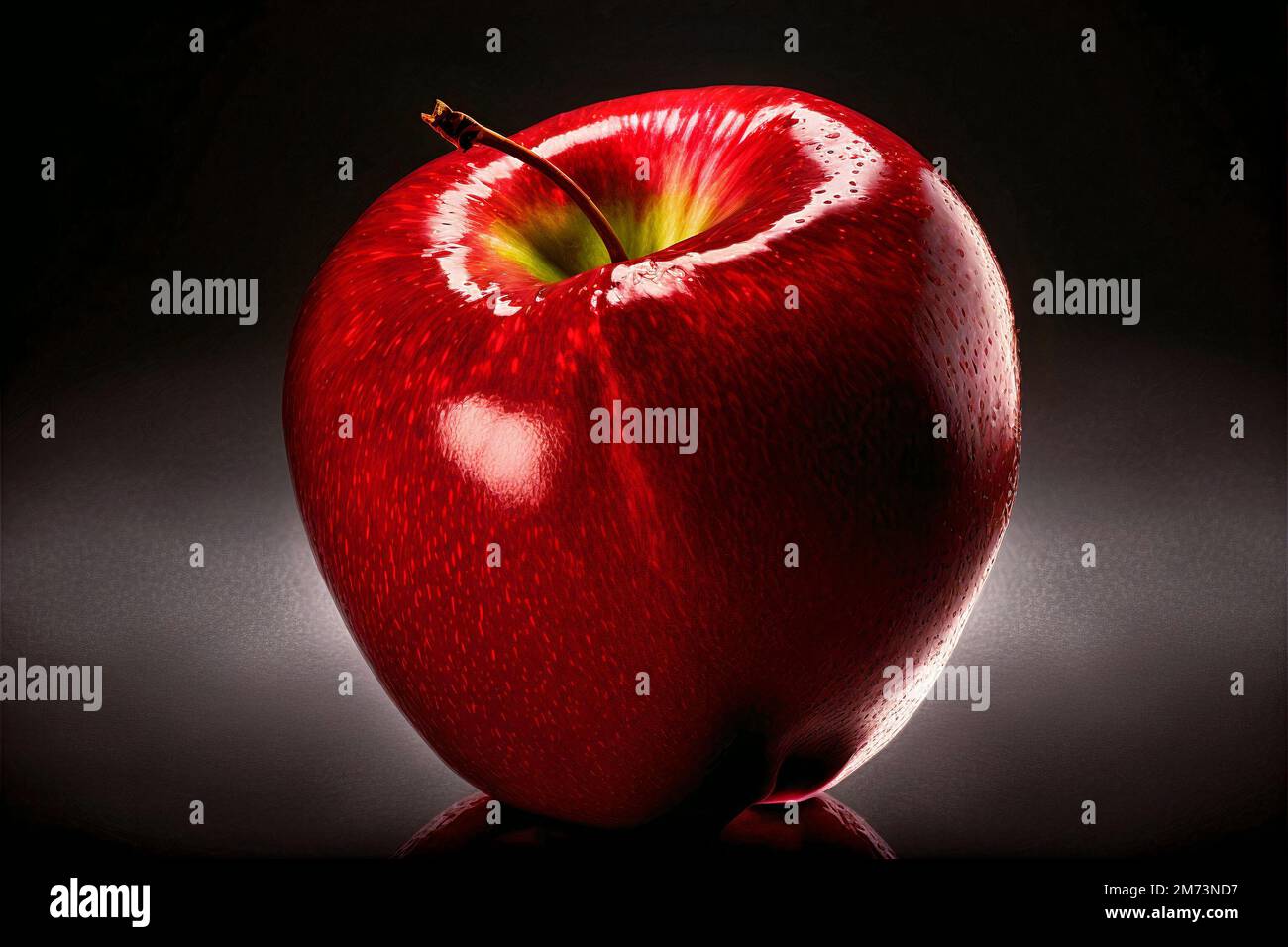 A Red apple with drops of water isolated on a black background ...