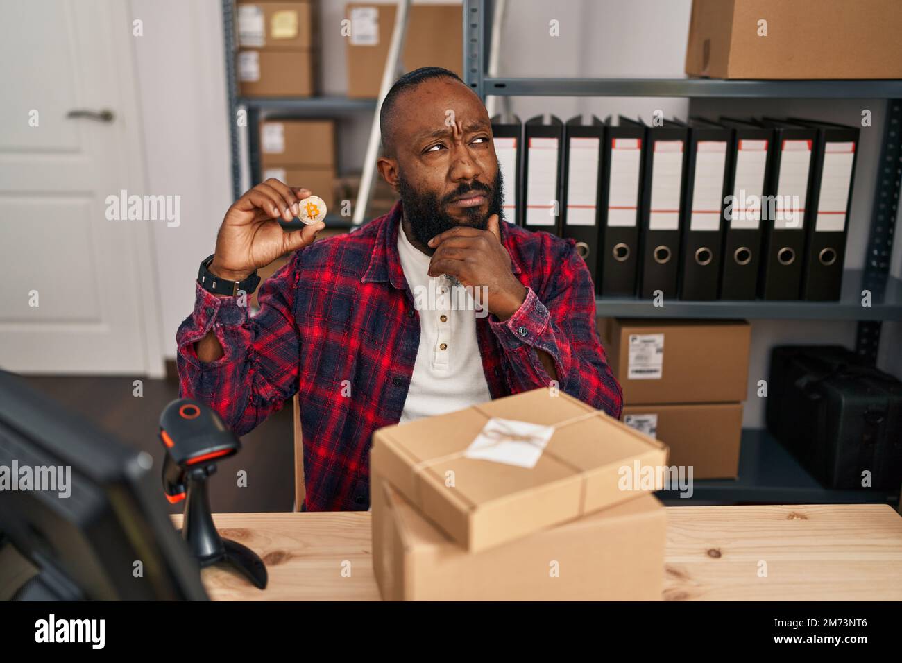 African american man working at small business ecommerce holding ...