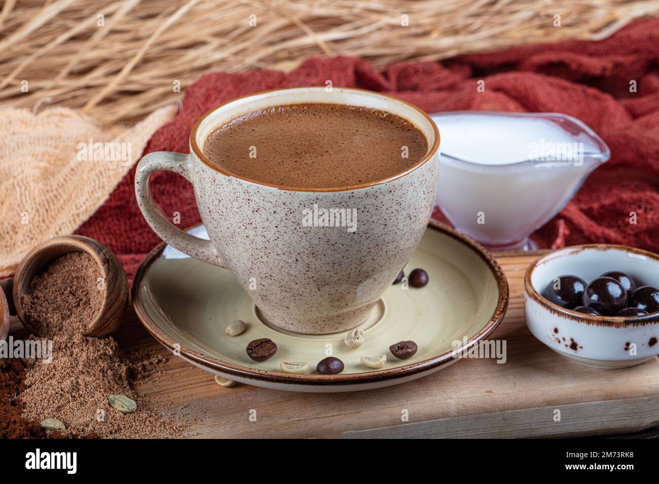 Traditional Turkish coffee beverage concept. Fresh and delicious ...