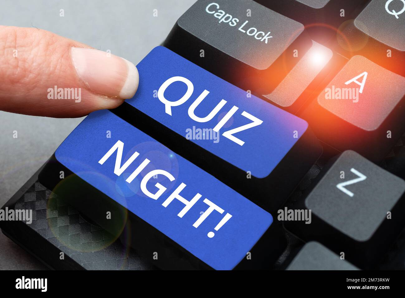 Conceptual caption Quiz Night. Business idea evening test knowledge ...