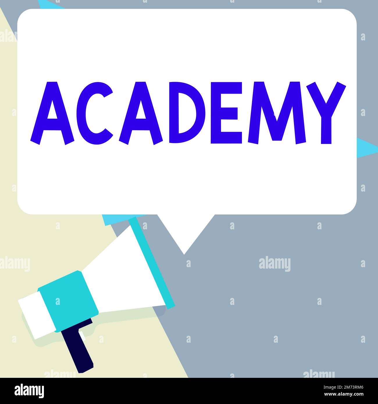 Text caption presenting Academy. Word Written on where students can go ...