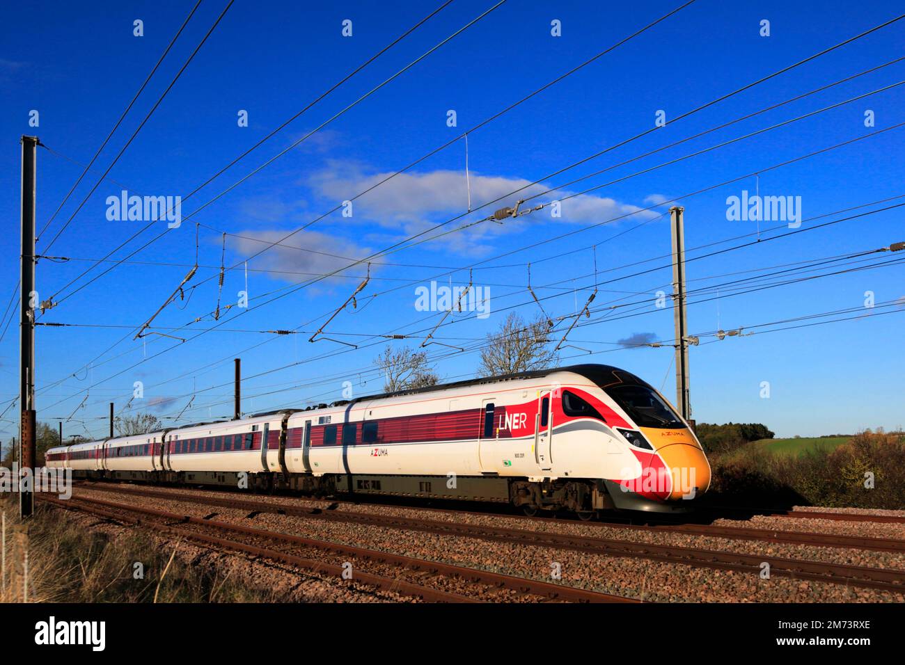 LNER Azuma train, Class 800, East Coast Main Line Railway, Grantham ...