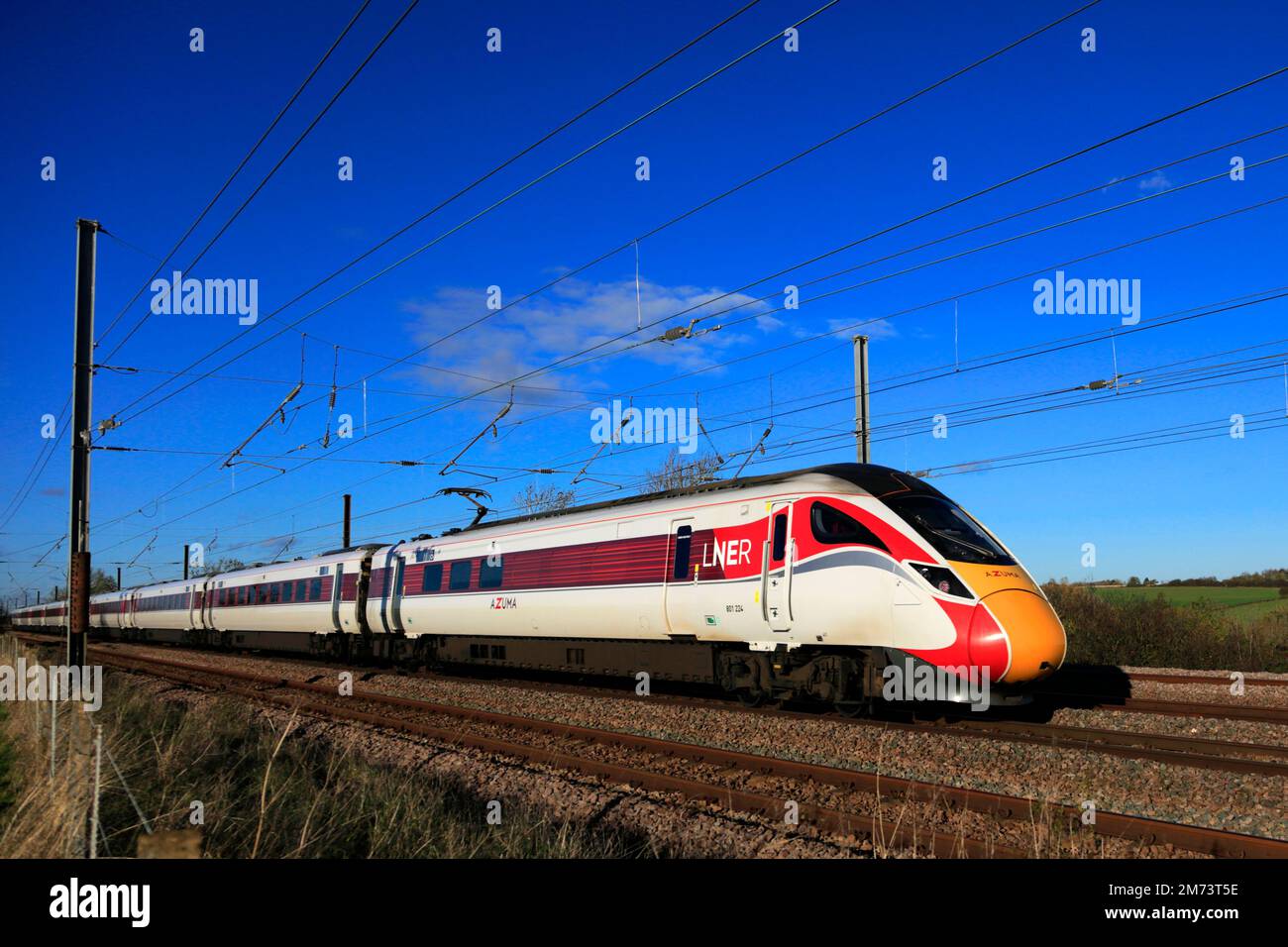 LNER Azuma train, Class 800, East Coast Main Line Railway, Grantham ...