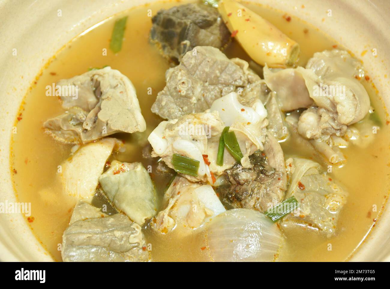 boiled hot and spicy soup with pork entrails on bowl Stock Photo - Alamy
