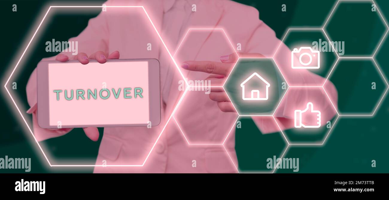 Hand writing sign Turnover. Business idea the percentage of workers who ...