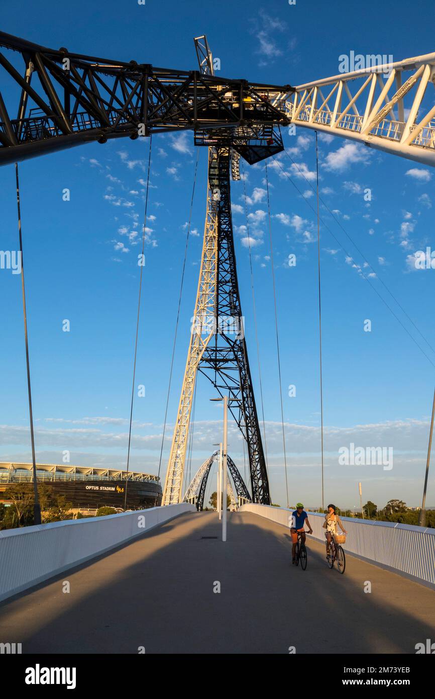 Matagarup pedestrian bridge, Burswood, Perth, Western Australia Stock ...