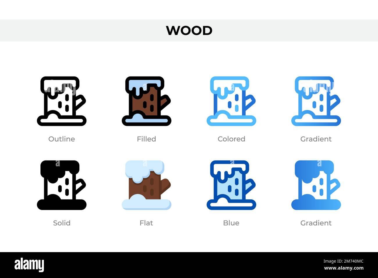 Wood icons in different style. Wood icons set. Holiday symbol ...