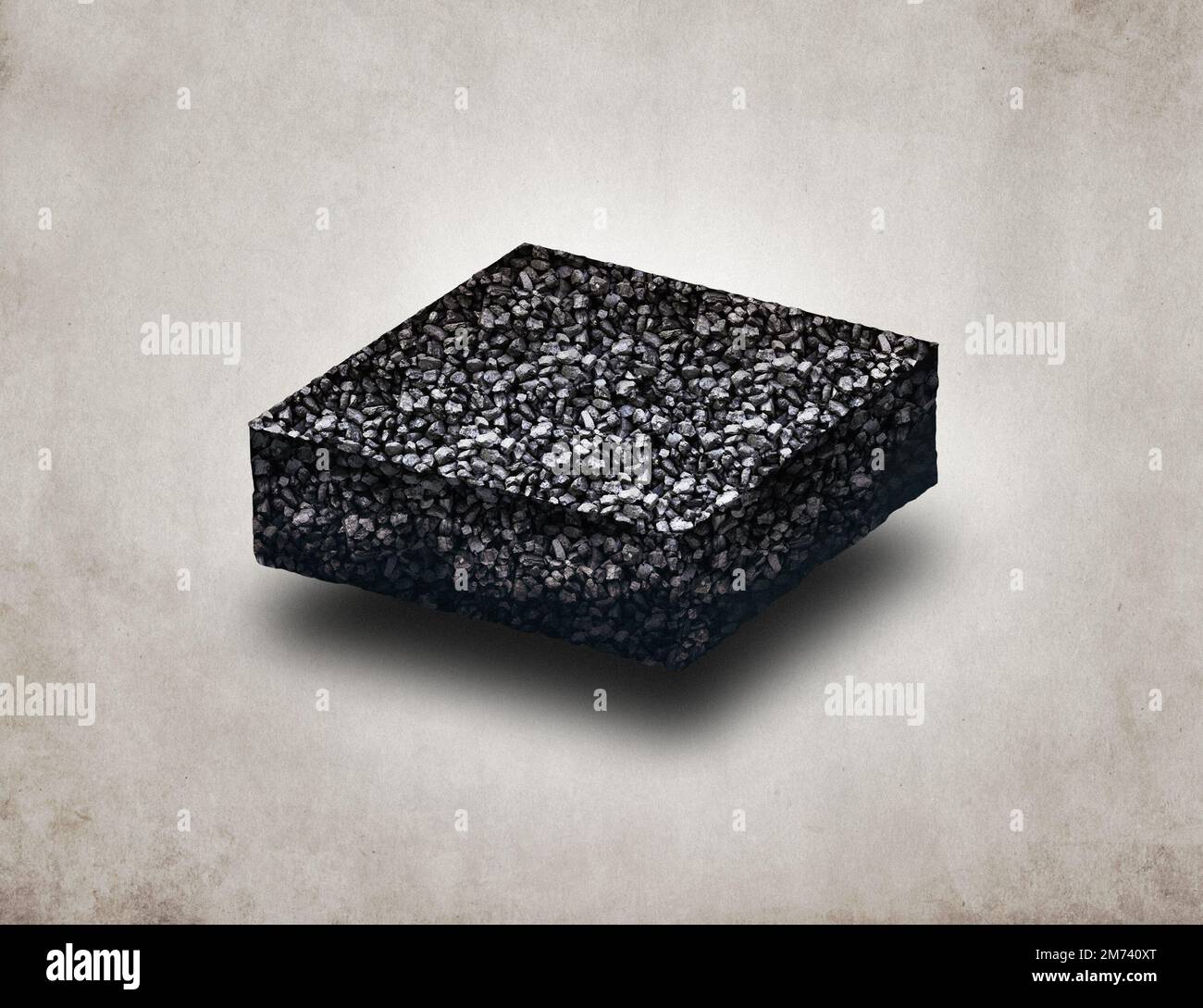 3D Isometric gravel, gravel section isolated in light background, soil ...