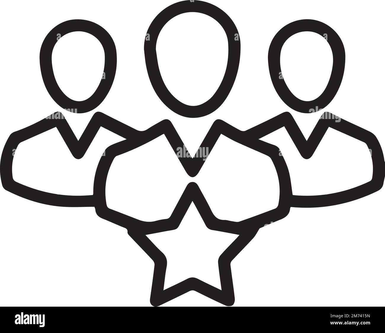 A vector illustration of a black feedback line icon with a star ...