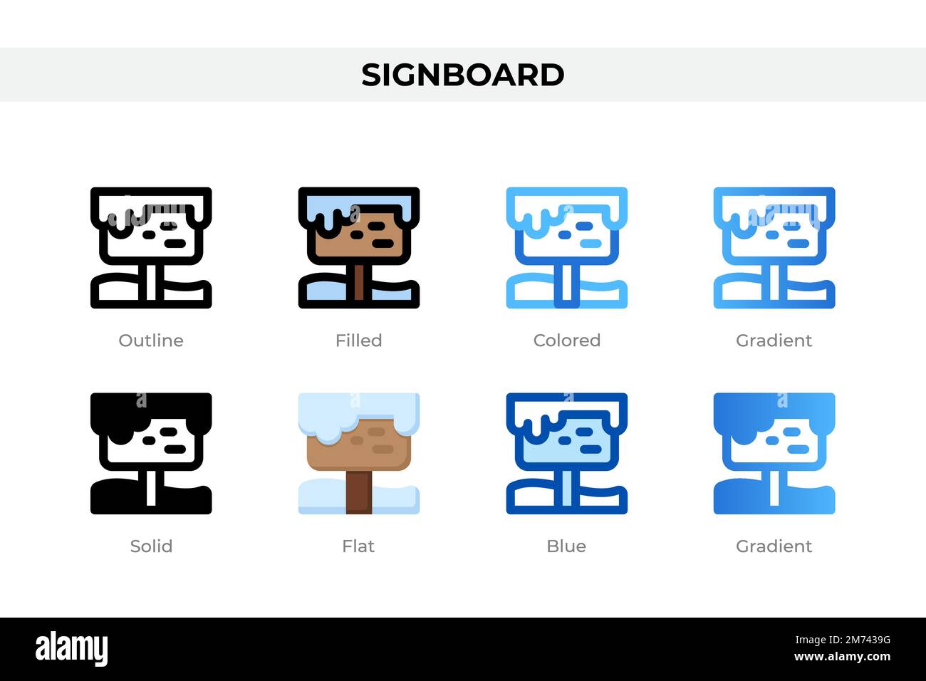 Signboard icons in different style. Signboard icons set. Holiday symbol. Different style icons ...