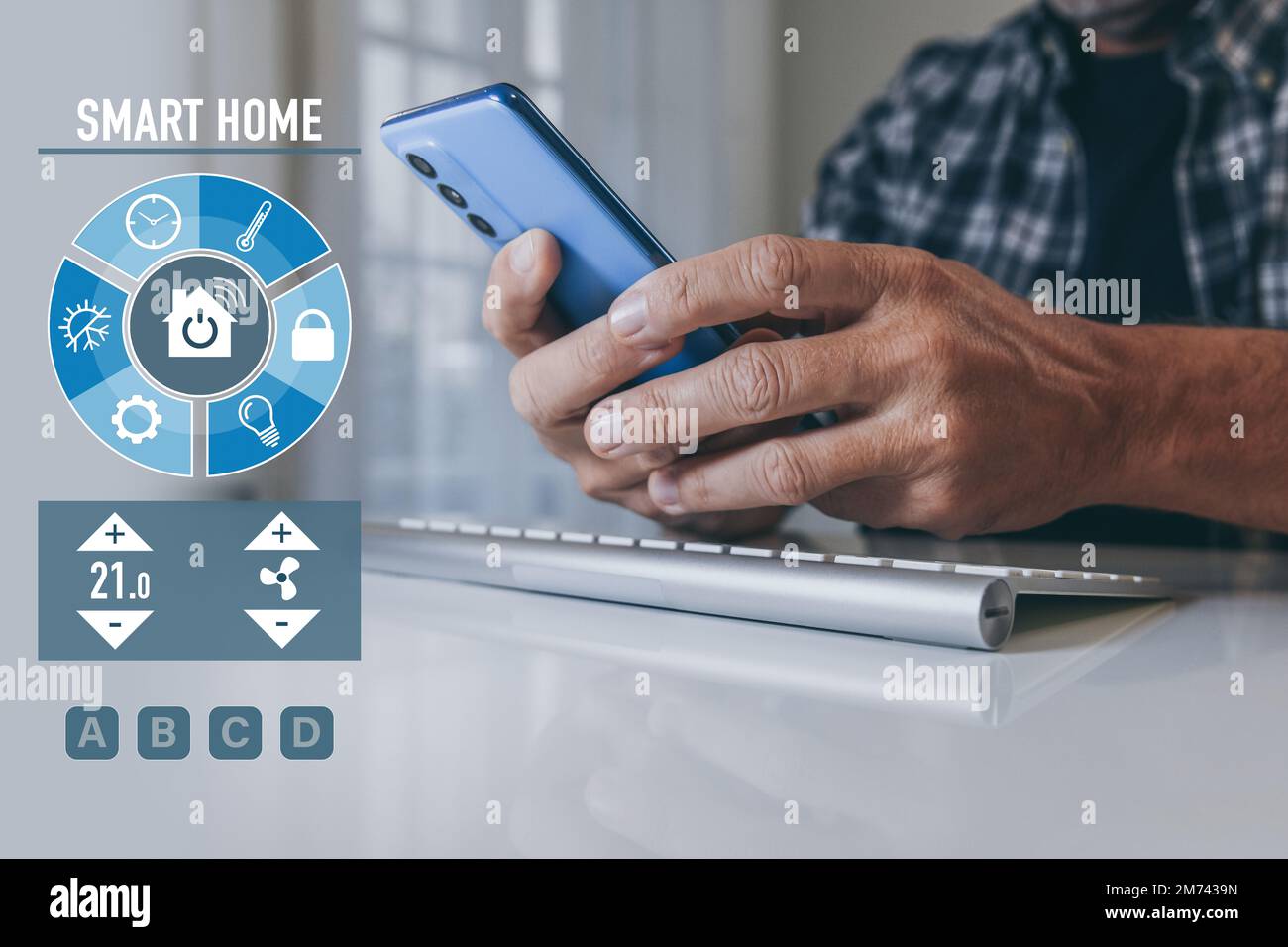 Smart home application on smartphone. Domotic, technology automation ...
