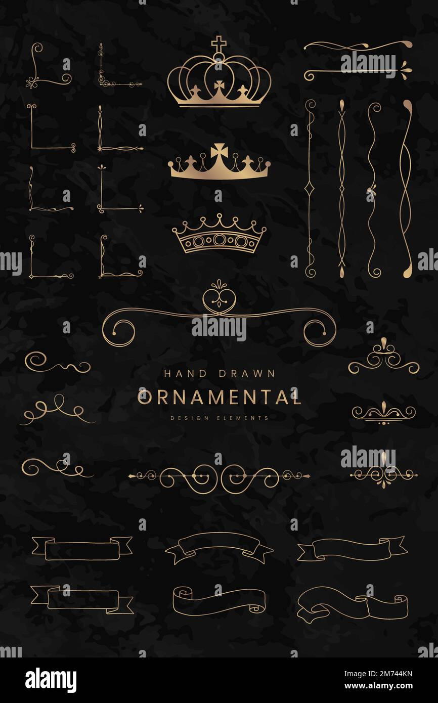 Hand drawn ornamental design elements vector collection Stock Vector ...
