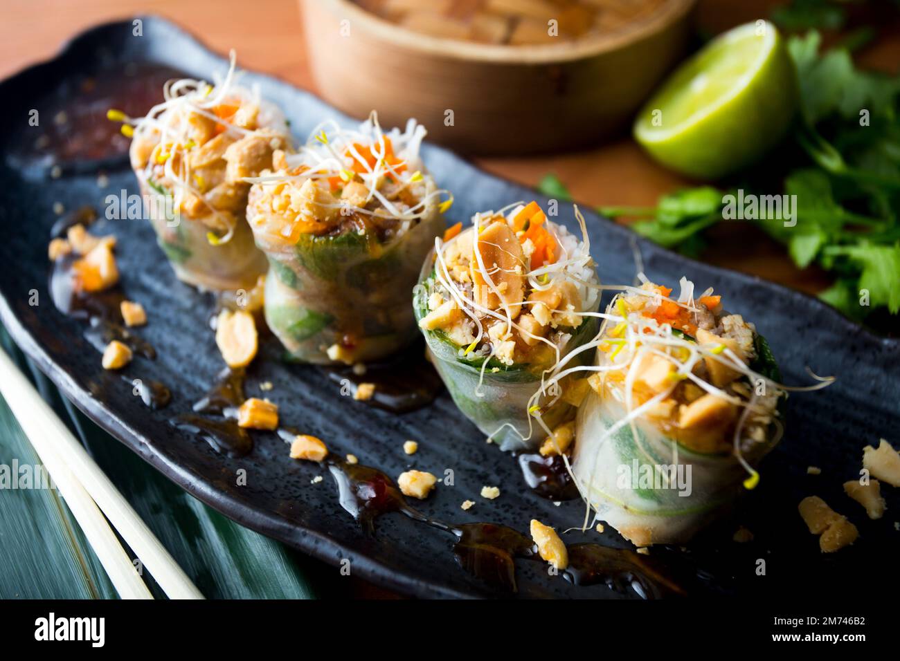Vietnamese nem stuffed with vegetables. Chả giò, also known as nem rán ...