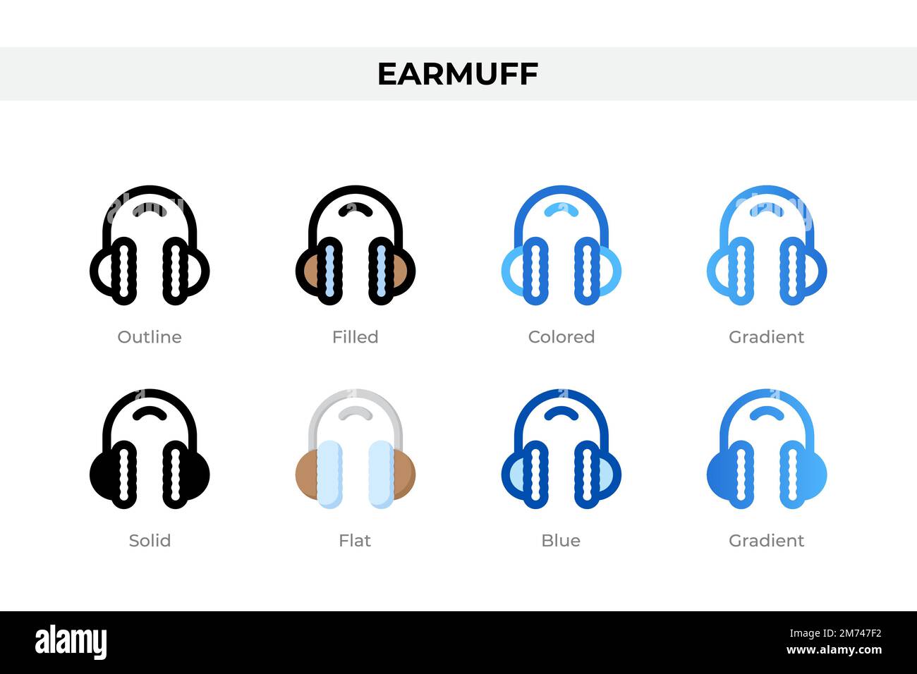Earmuff icons in different style. Earmuff icons set. Holiday symbol ...