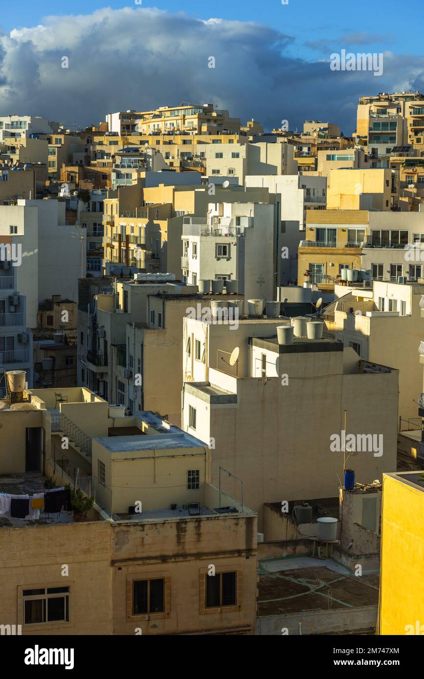 Rooftop cityscape residential area in Silema, Malta Stock Photo - Alamy