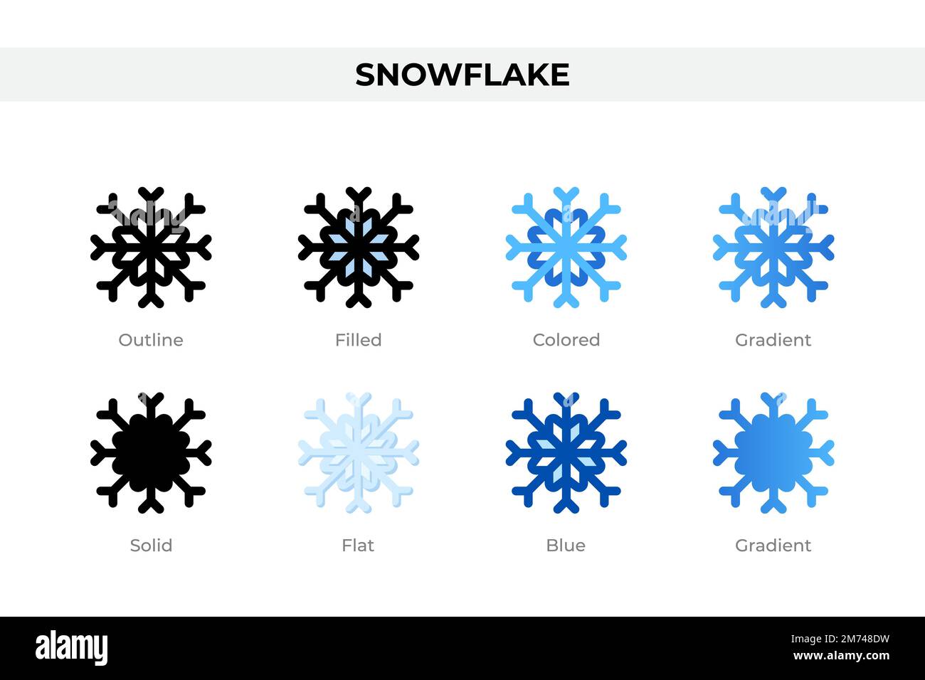 Snowflake icons in different style. Snowflake icons set. Holiday symbol ...