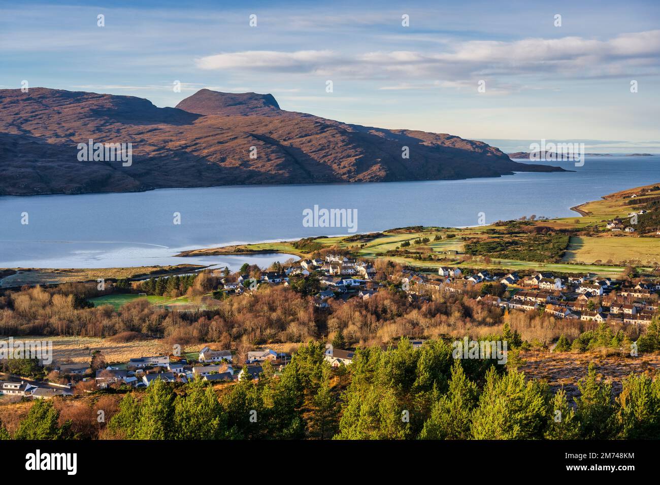 View across Loch Broom to the distant open sea from Ullapool Hill ...