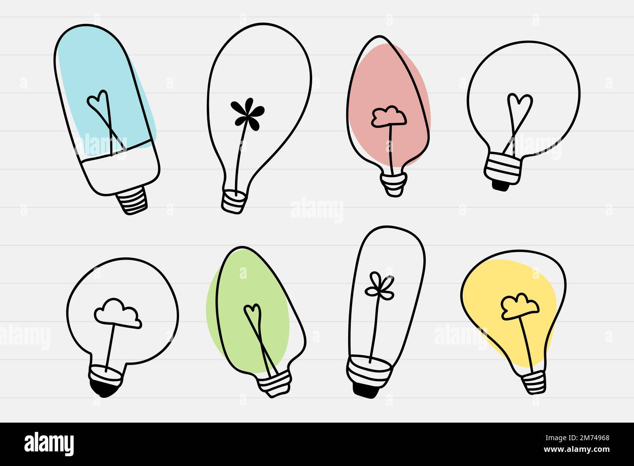 Creative light bulb doodle vector collection Stock Vector Image & Art ...