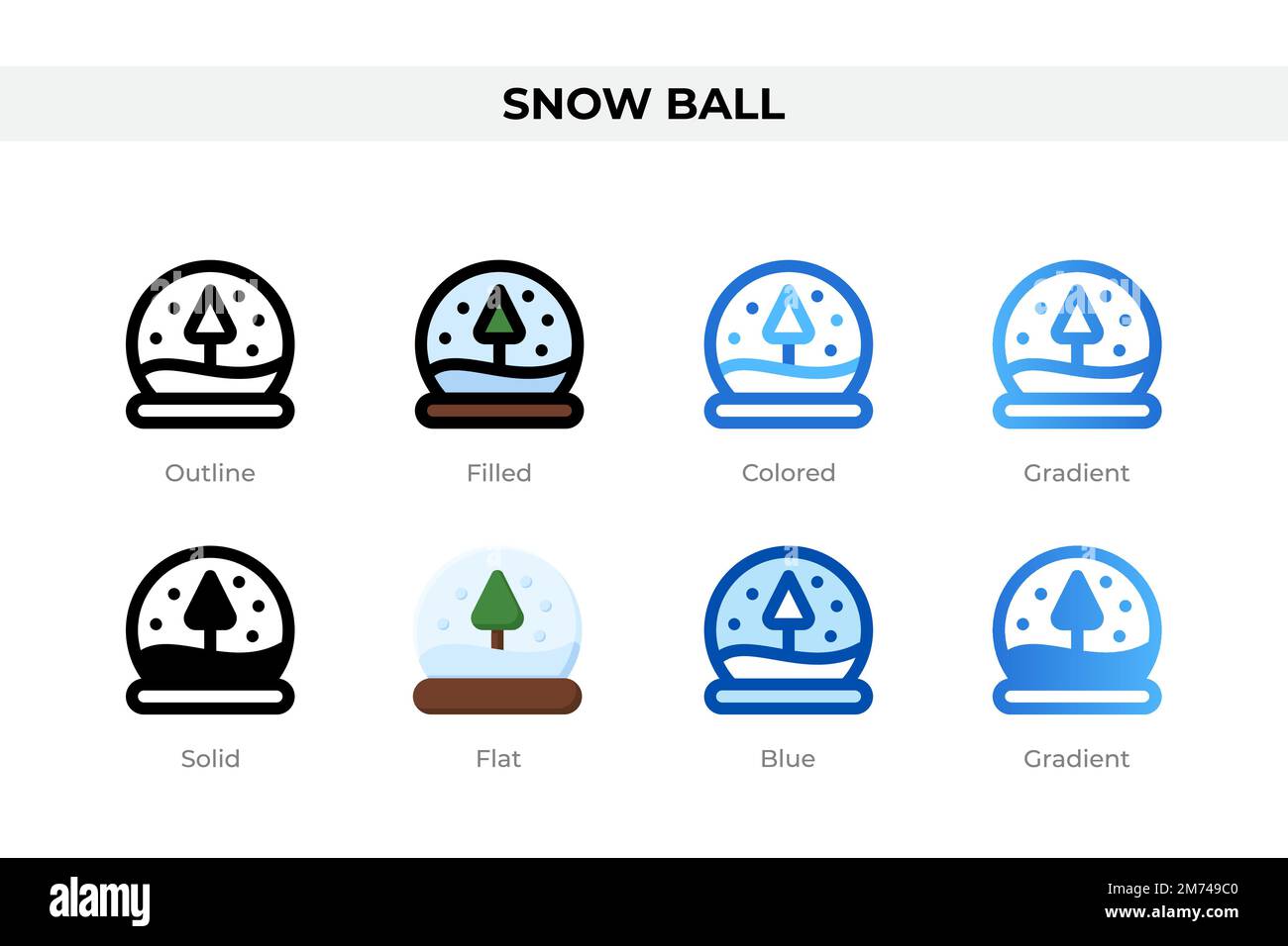 Snow ball icons in different style. Snow ball icons set. Holiday symbol ...