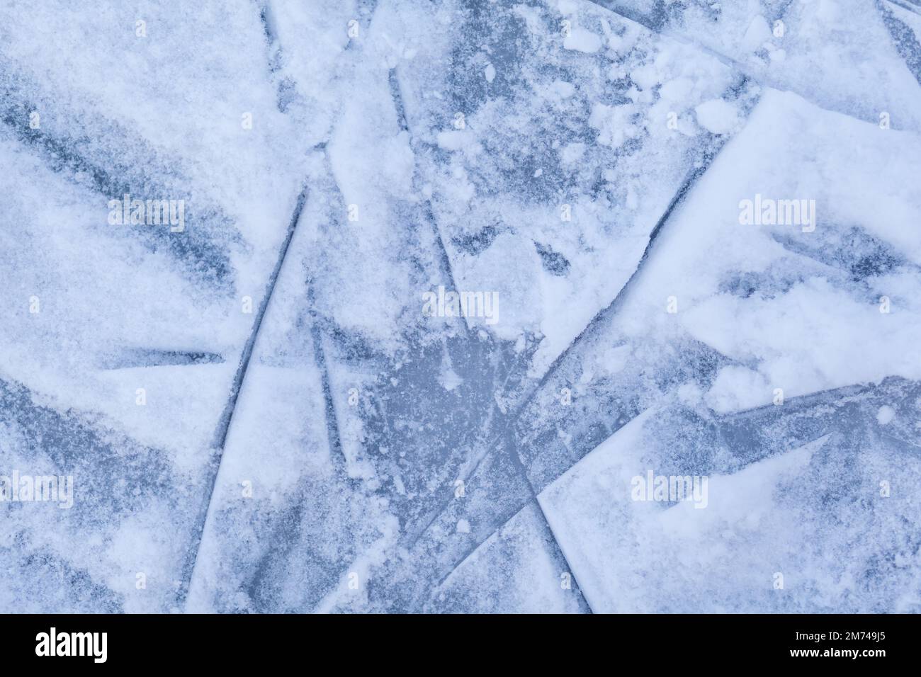 Empty ice rink with skate marks after the session outdoor. skating ice ...