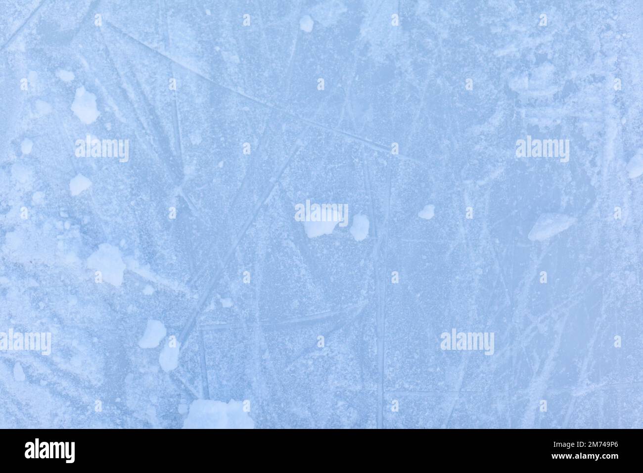 Empty ice rink with skate marks after the session outdoor. skating ice ...