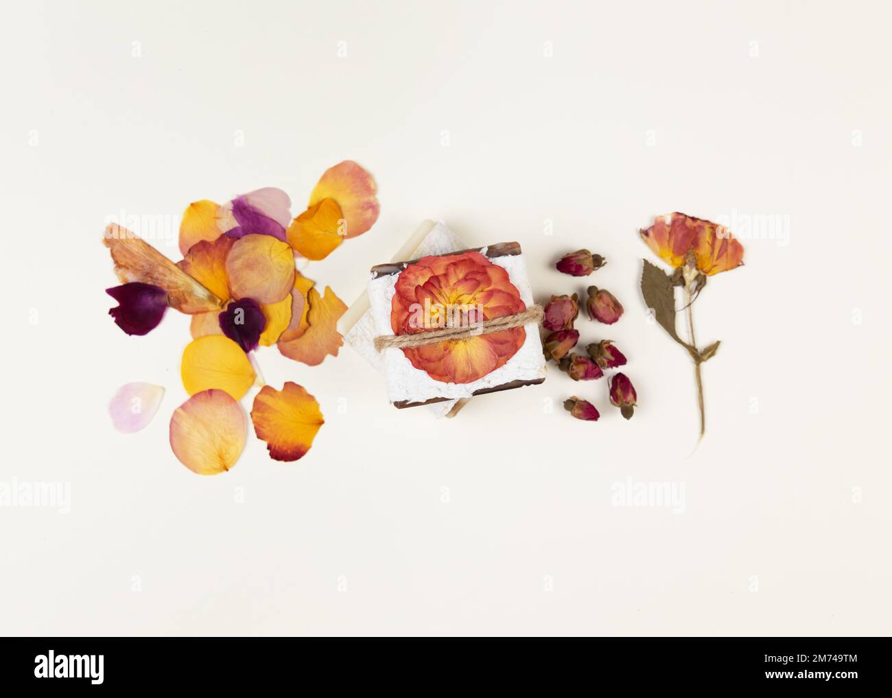 Natural homemade soap wrapped in handmade pressed flower paper ...
