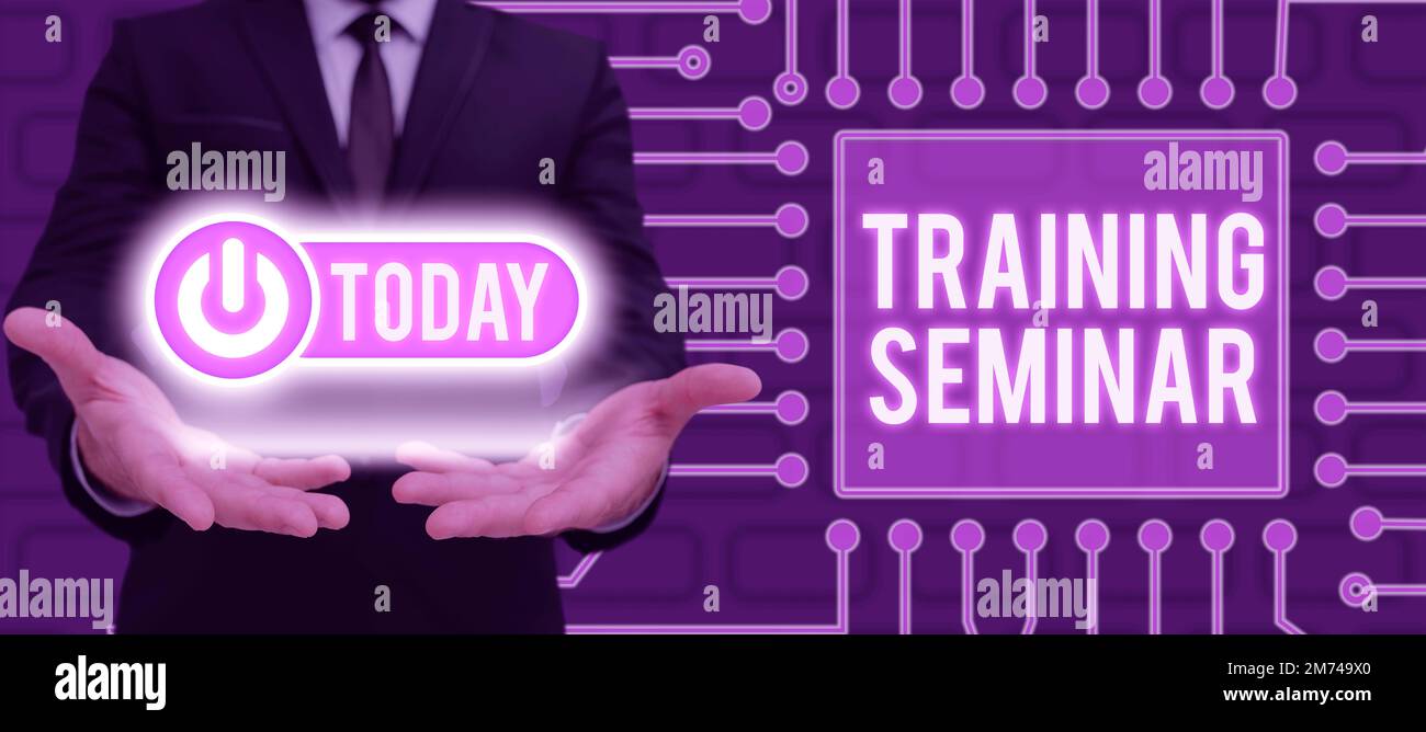 Text sign showing Training Seminar. Business showcase Academic ...