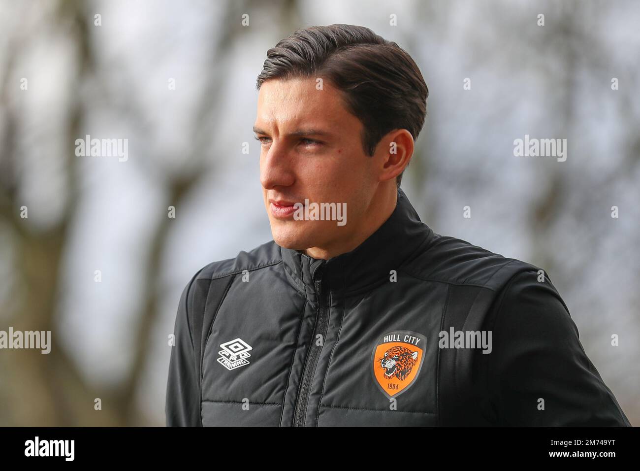 Alfie Jones #5 of Hull City arrives ahead of the Emirates FA Cup Third ...