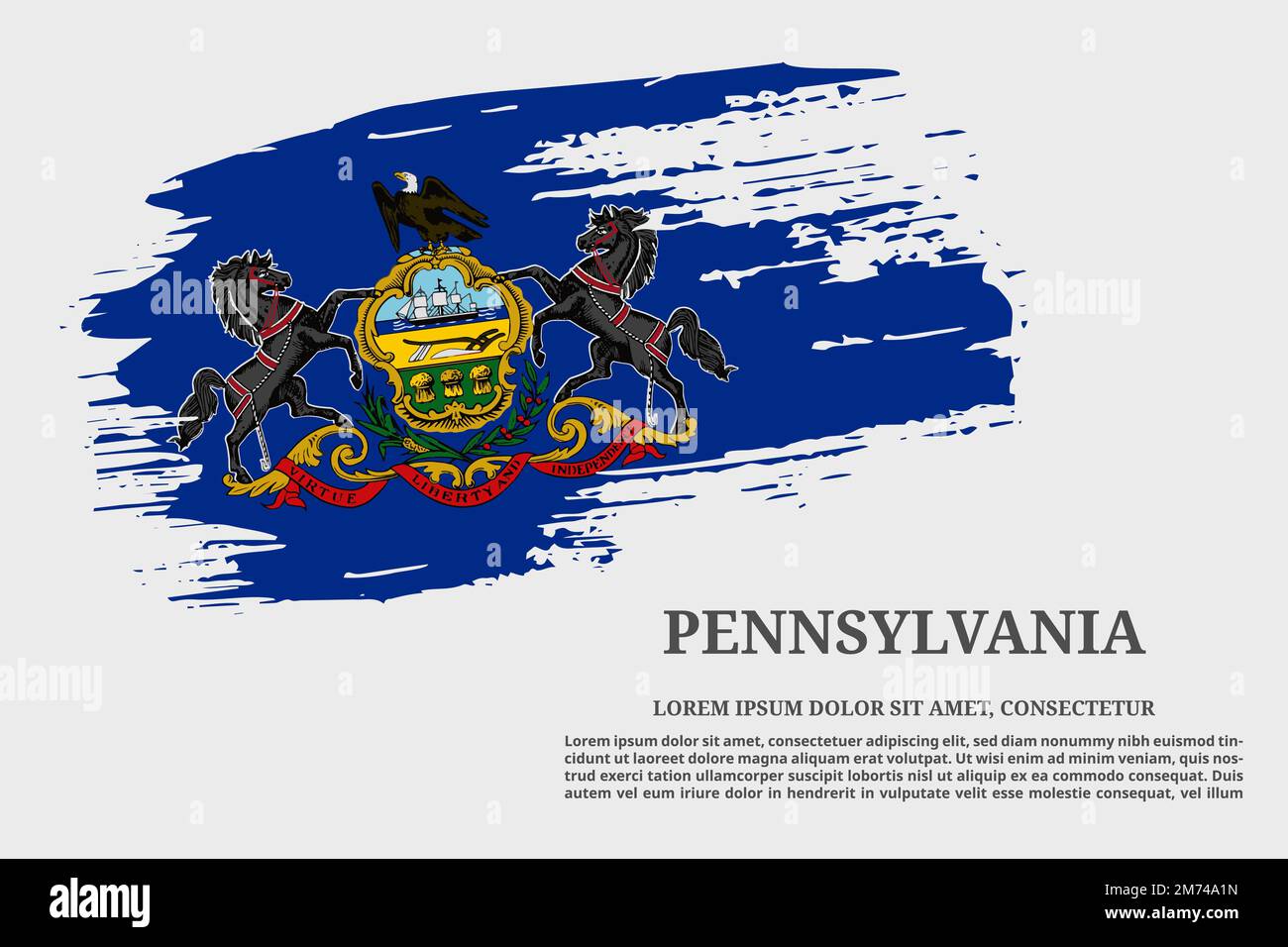 Pennsylvania US flag grunge brush and text poster, vector Stock Vector ...