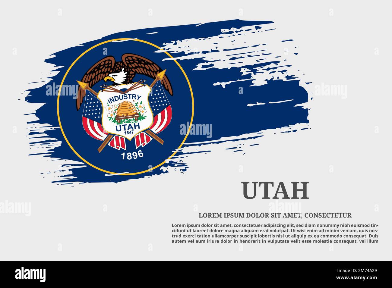 Utah US flag grunge brush and text poster, vector Stock Vector Image ...