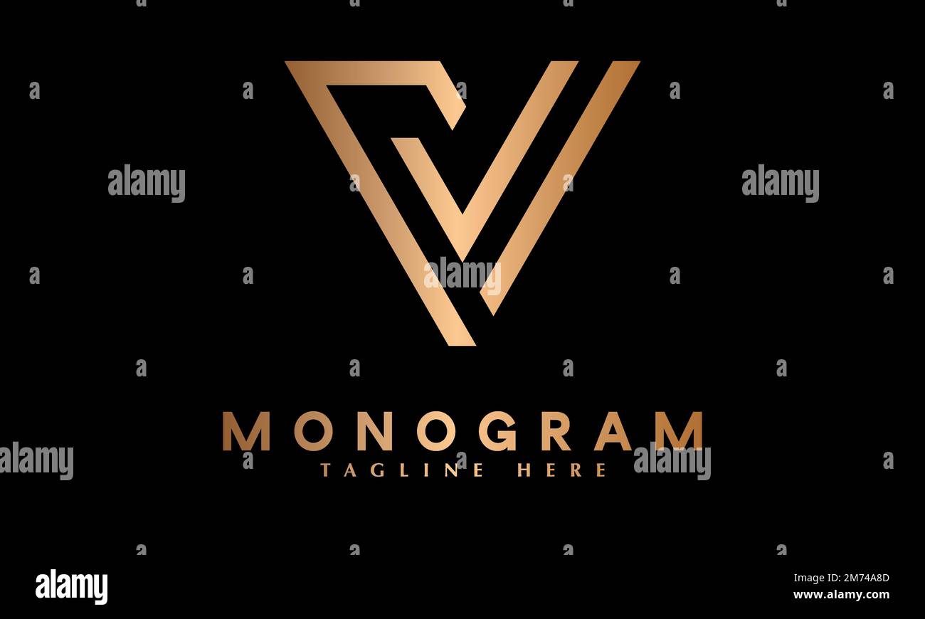 Alphabet v lineart logo vector monogram template Stock Vector Image ...