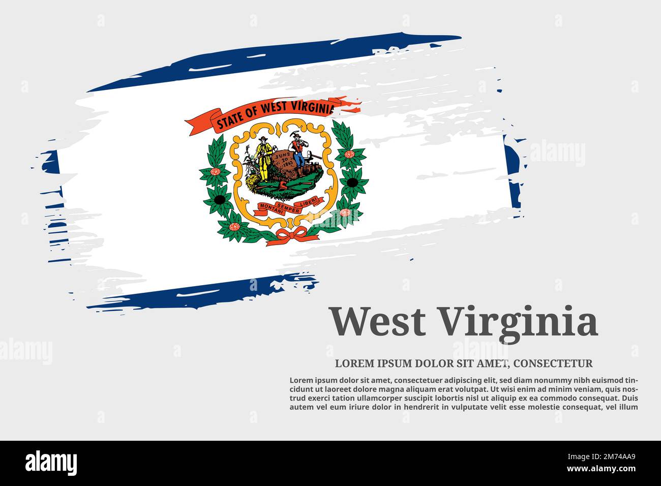 West Virginia US flag grunge brush and text poster, vector Stock Vector ...