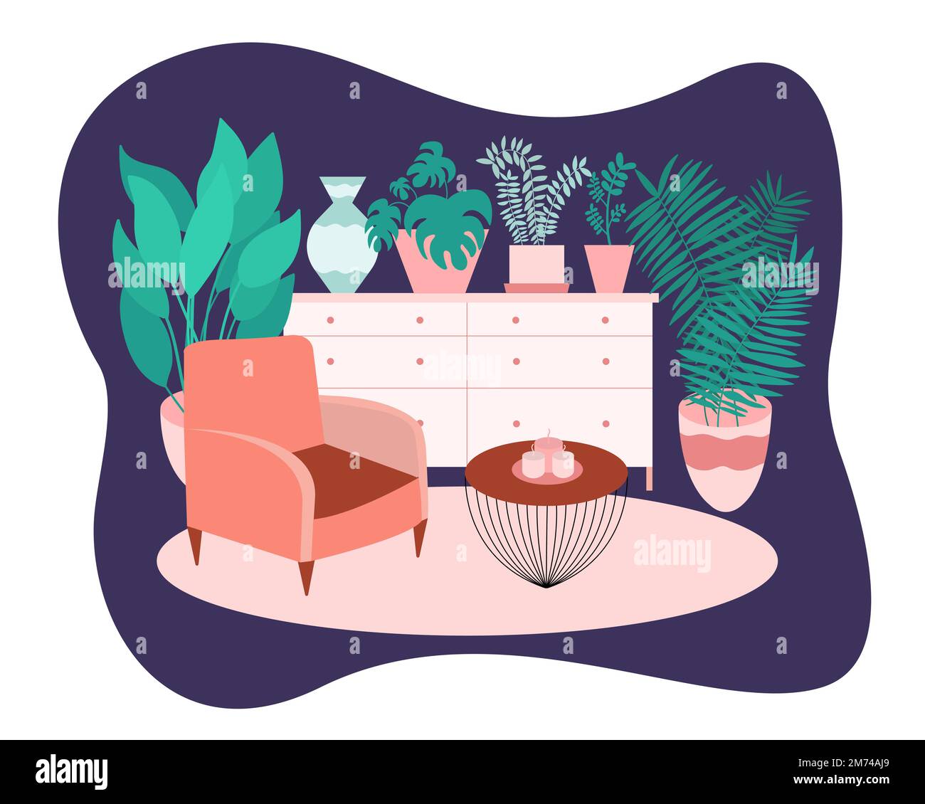 Vintage interior living room Cut Out Stock Images & Pictures - Alamy