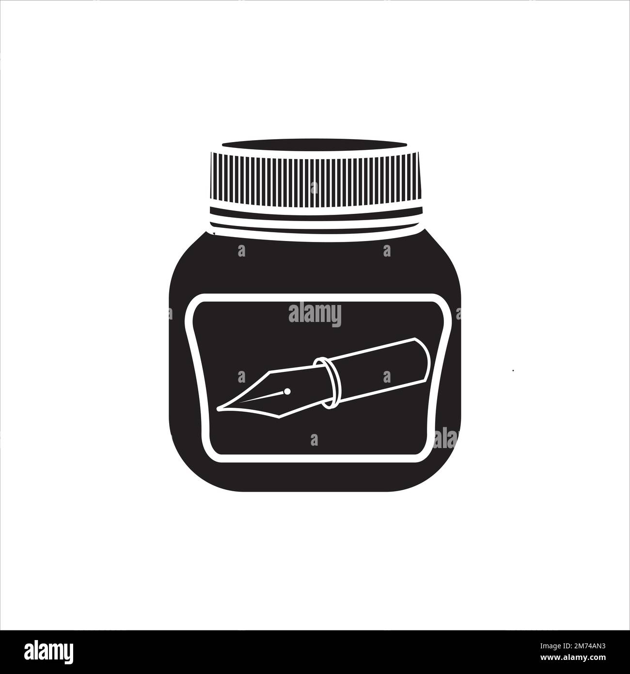 A digital illustration of a black ink jar isolated on a white ...