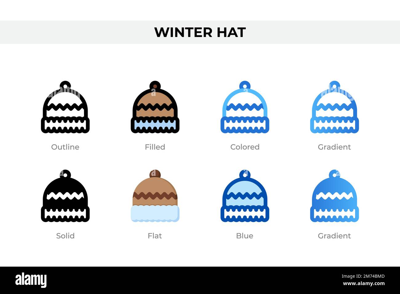 Winter hat icons in different style. Winter hat icons set. Holiday ...