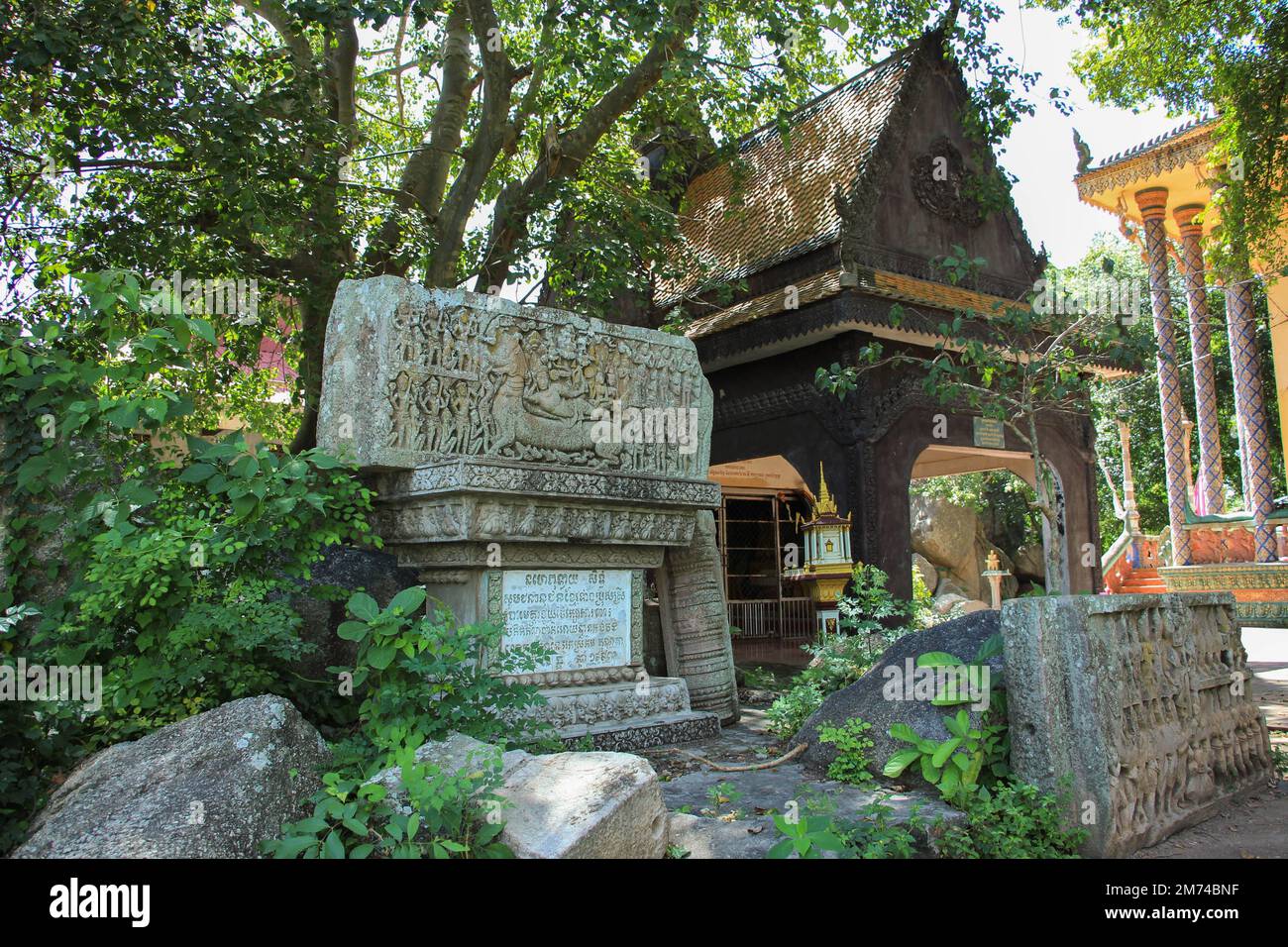 The Tamao Mountain Temple with lush green gardens in Cambodia Stock ...