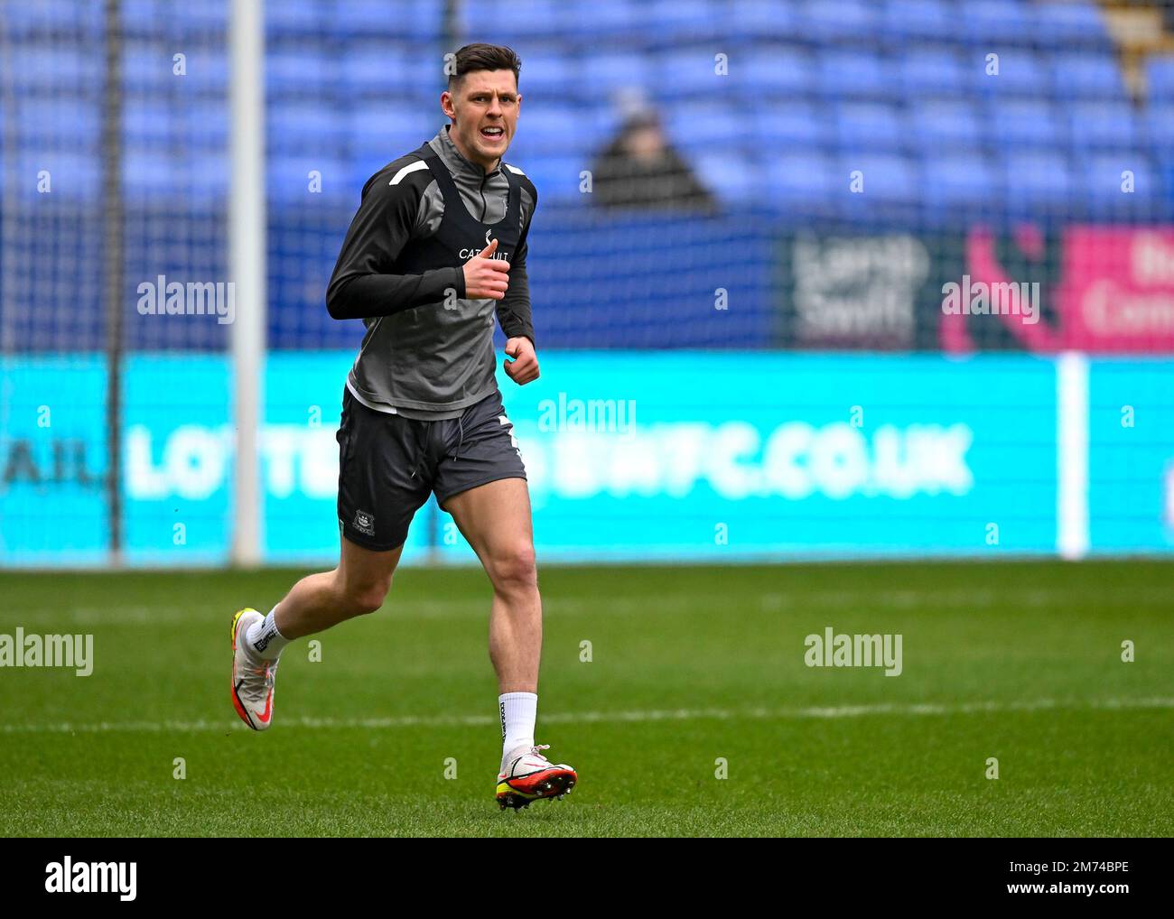 Plymouth Argyle defender James Bolton (2) warming up during the Sky Bet ...