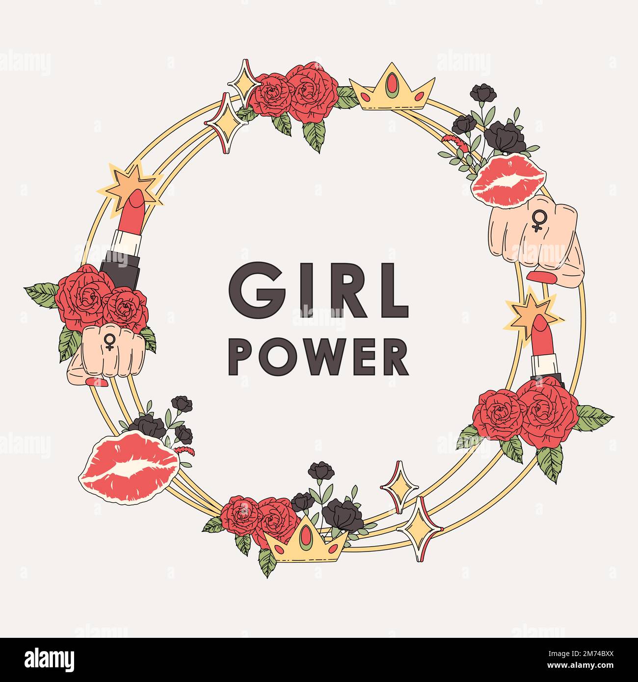Girl power flower frame vector Stock Vector Image & Art - Alamy