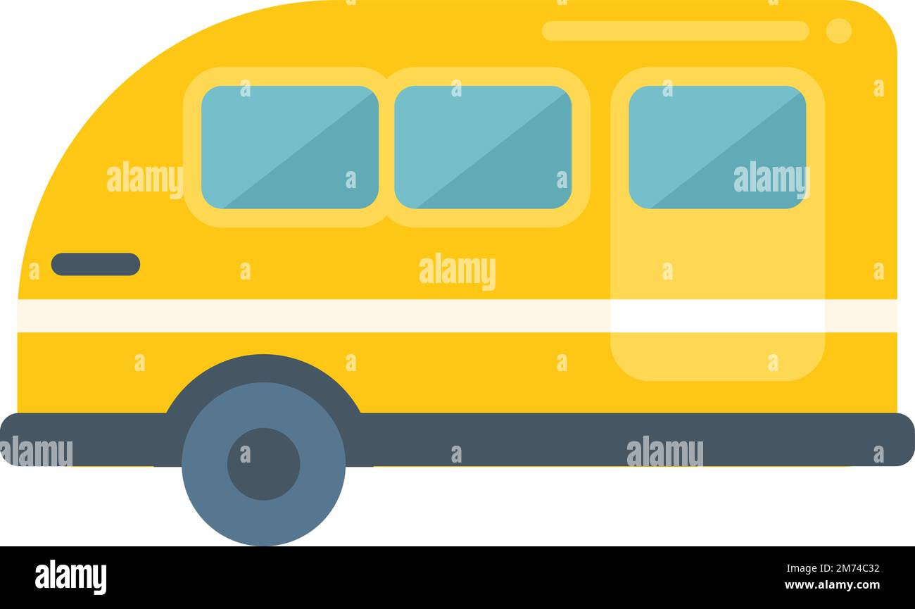 Surf motorhome icon flat vector. Auto van. Camping travel isolated ...