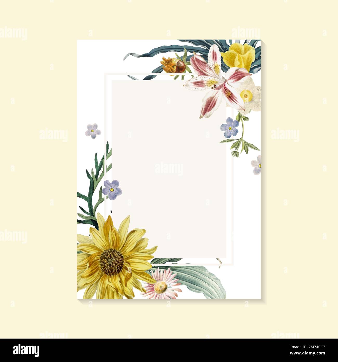 Floral framed invitation card vector Stock Vector Image & Art - Alamy