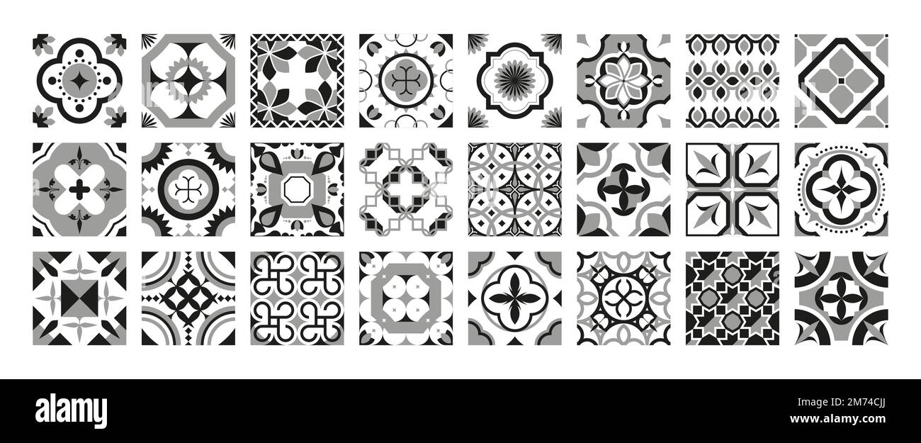 Ornamental black tiles. Portugal traditional geometric mosaic ceramic ...