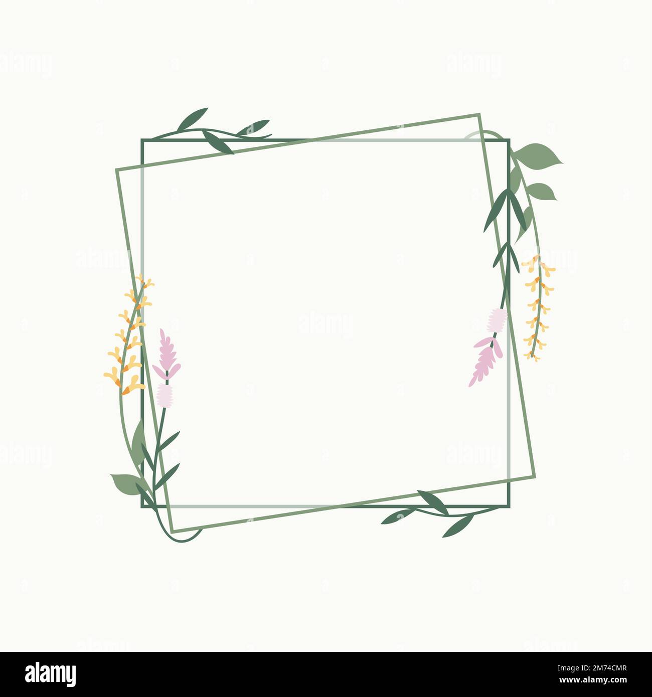 Frame decorated with flowers vector Cut Out Stock Images & Pictures - Alamy